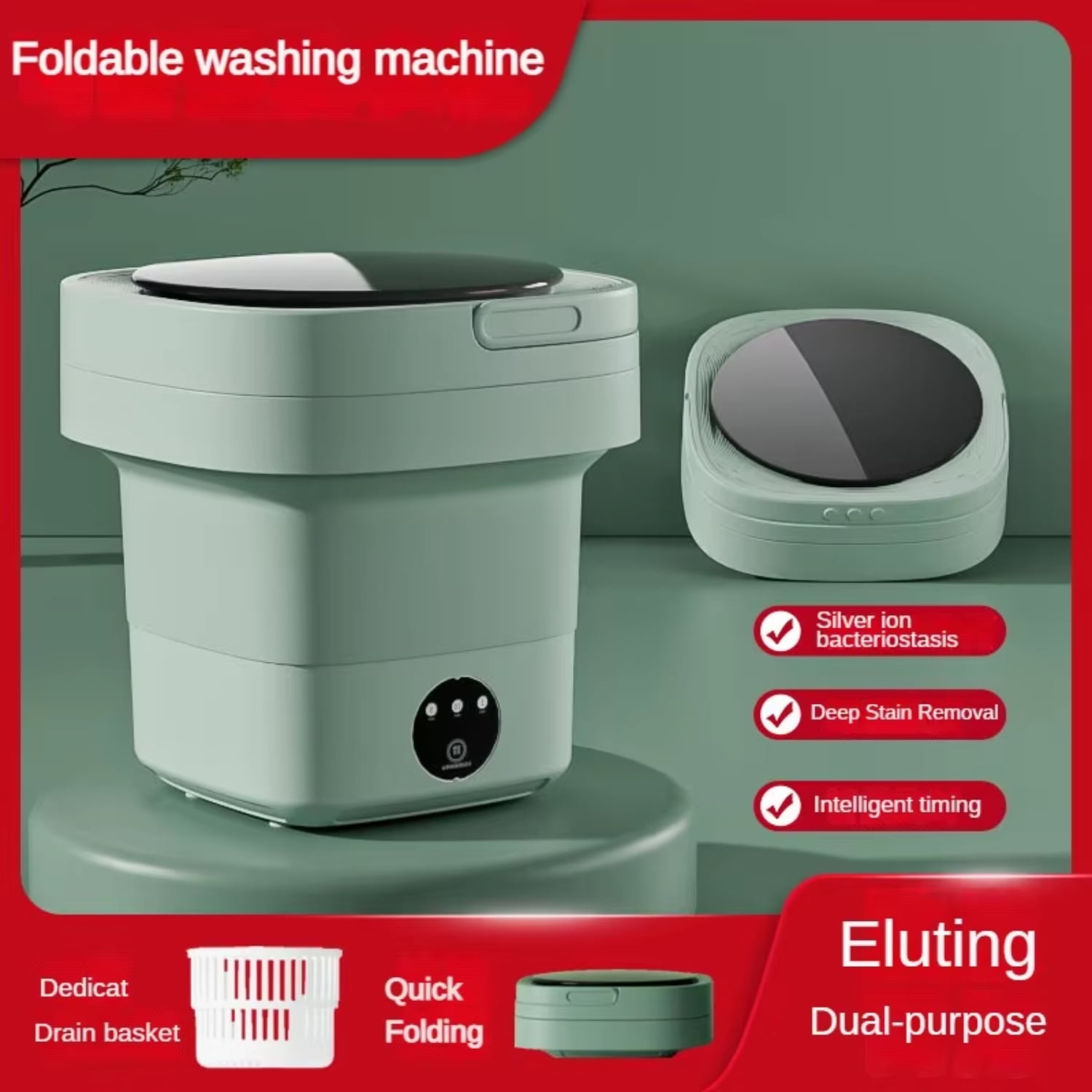 Compact Portable Foldable Mini Washing Machine with Spin Dryer ...