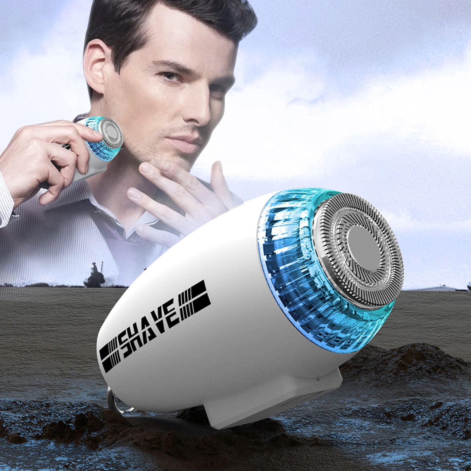 Compact Portable Men's Electric Shaver with Stainless Steel Turbine ...