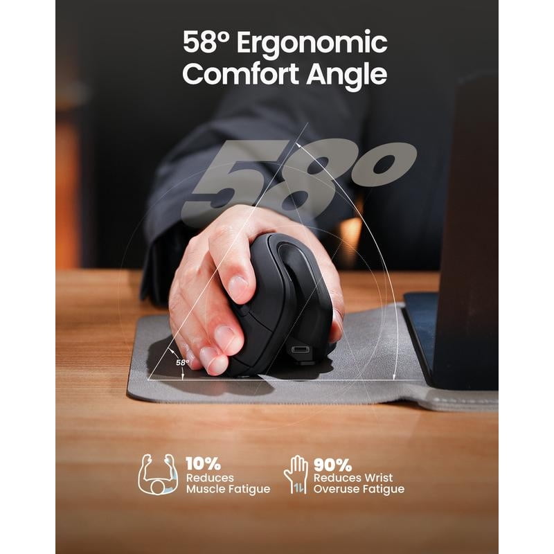 Compact and Portable ProtoArc Ergonomic Bluetooth Vertical Mouse, EM11 ...