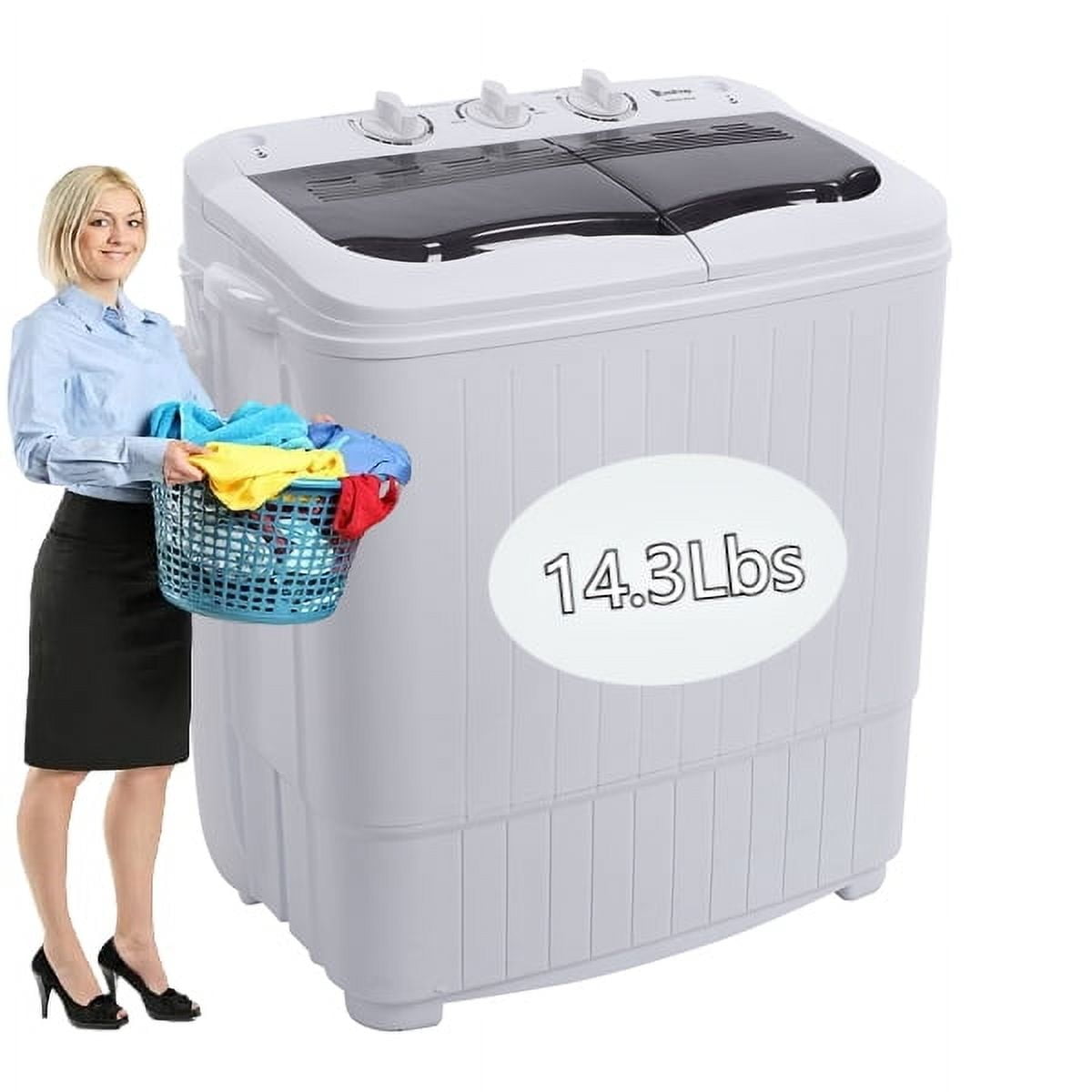 Compact Portable Washing Machine, Mini Compact Twin Tub with Built-in ...