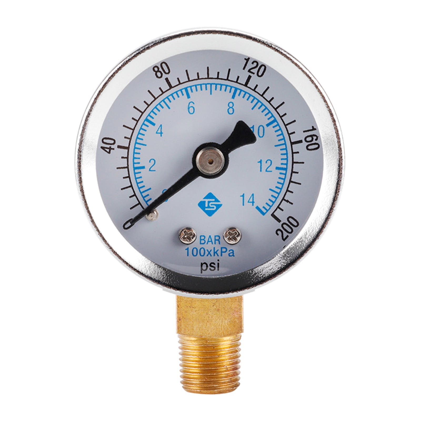 Compact Pressure Gauge 0-200psi 0-14bar Water Pressure Gauge Dial Meter 1/8" NPT for bar ...