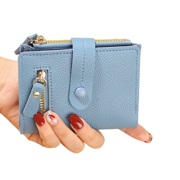 Compact Purse for Ladies Multi Pocket Design Snaps Button Practical PU ...