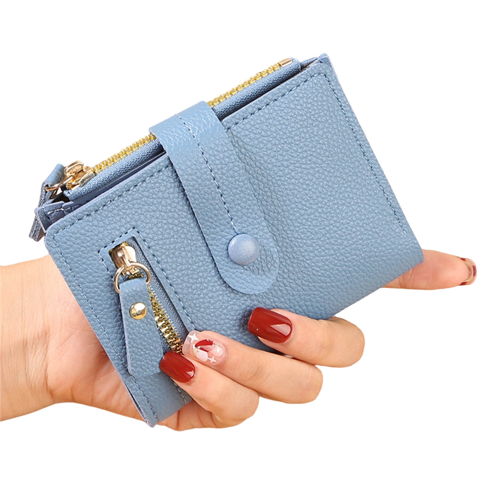 Compact Purse for Ladies Multi Pocket Design Snaps Button Practical PU ...