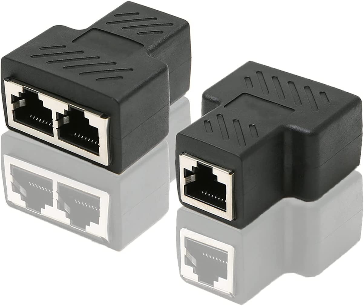 Compact RJ45 CAT6 Port Splitter Adapter 1 to 2 Dual Female Coupler ...