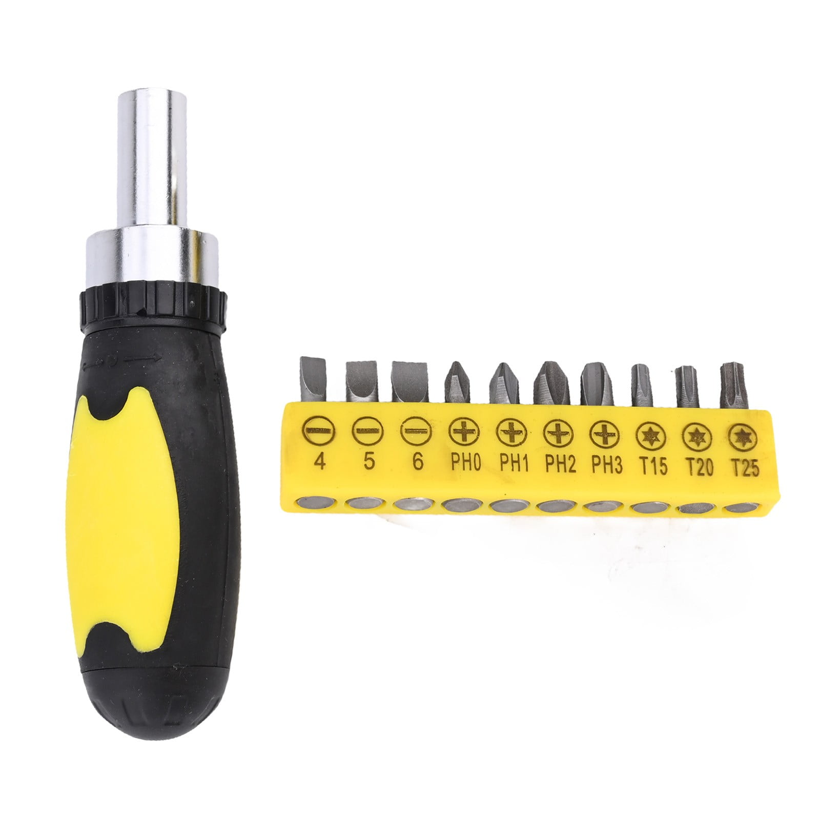 Compact Ratchet Screwdriver Set with 1/4 Inch Adapter and 10 Bits ...