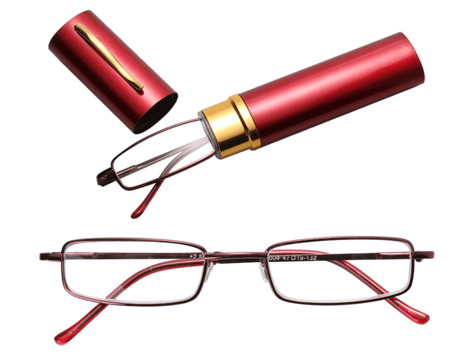 Compact Reading Glasses with Aluminum Tube Case Men Women Spring Hinge ...