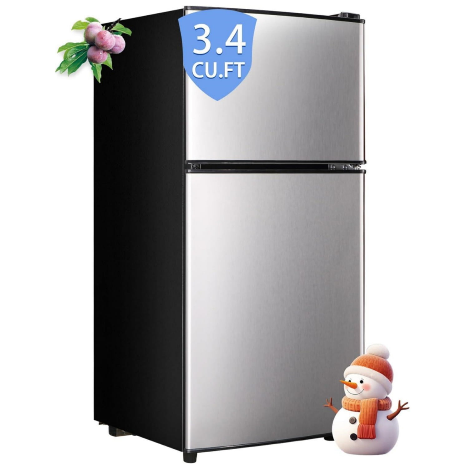 Compact Refrigerator, 3.4 Cu.Ft Mini Fridge with Double Door, Dorm ...