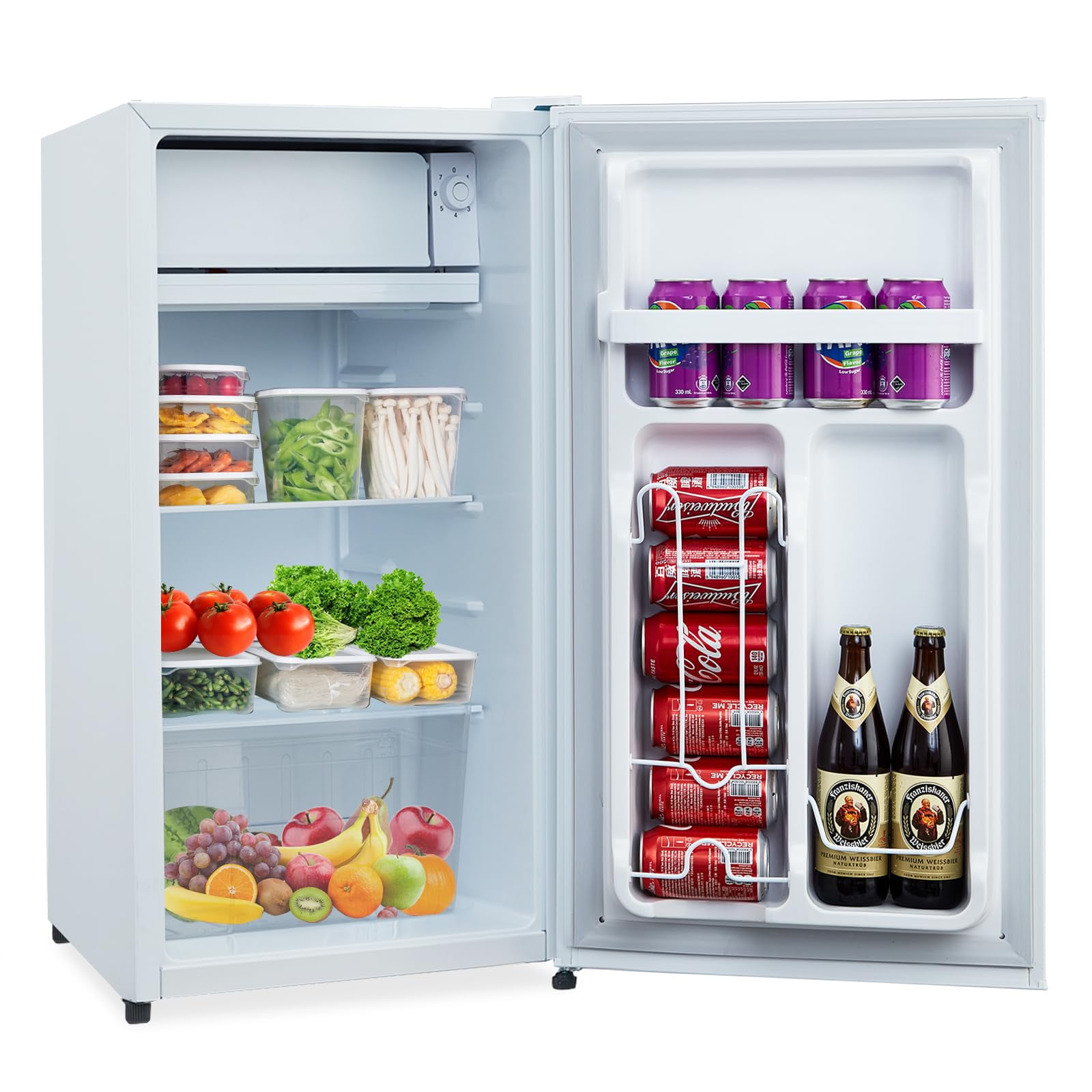 Compact Refrigerator With Freezer, 3.2 Cu.Ft Single Mini Refrigerator ...