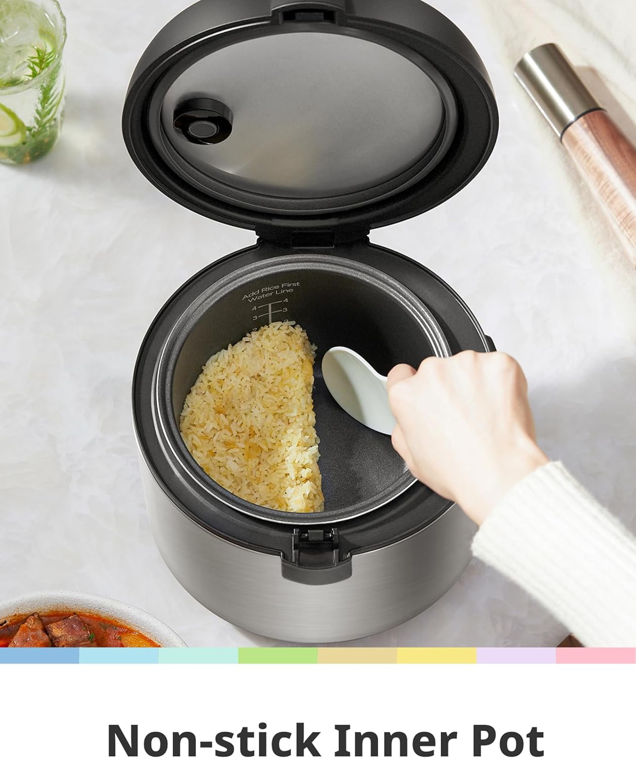 Compact Rice Cooker 6-in-1 Multi Cooker Stainless Steel Slow Steamer ...
