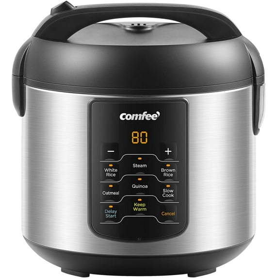 Compact Rice Cooker, 6-in-1 Stainless Steel Multi Slow Steamer, Saute ...