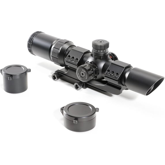 Compact Rifle Scope 1-4X28, Red/Green Illuminated, Mil-Dot Reticle ...