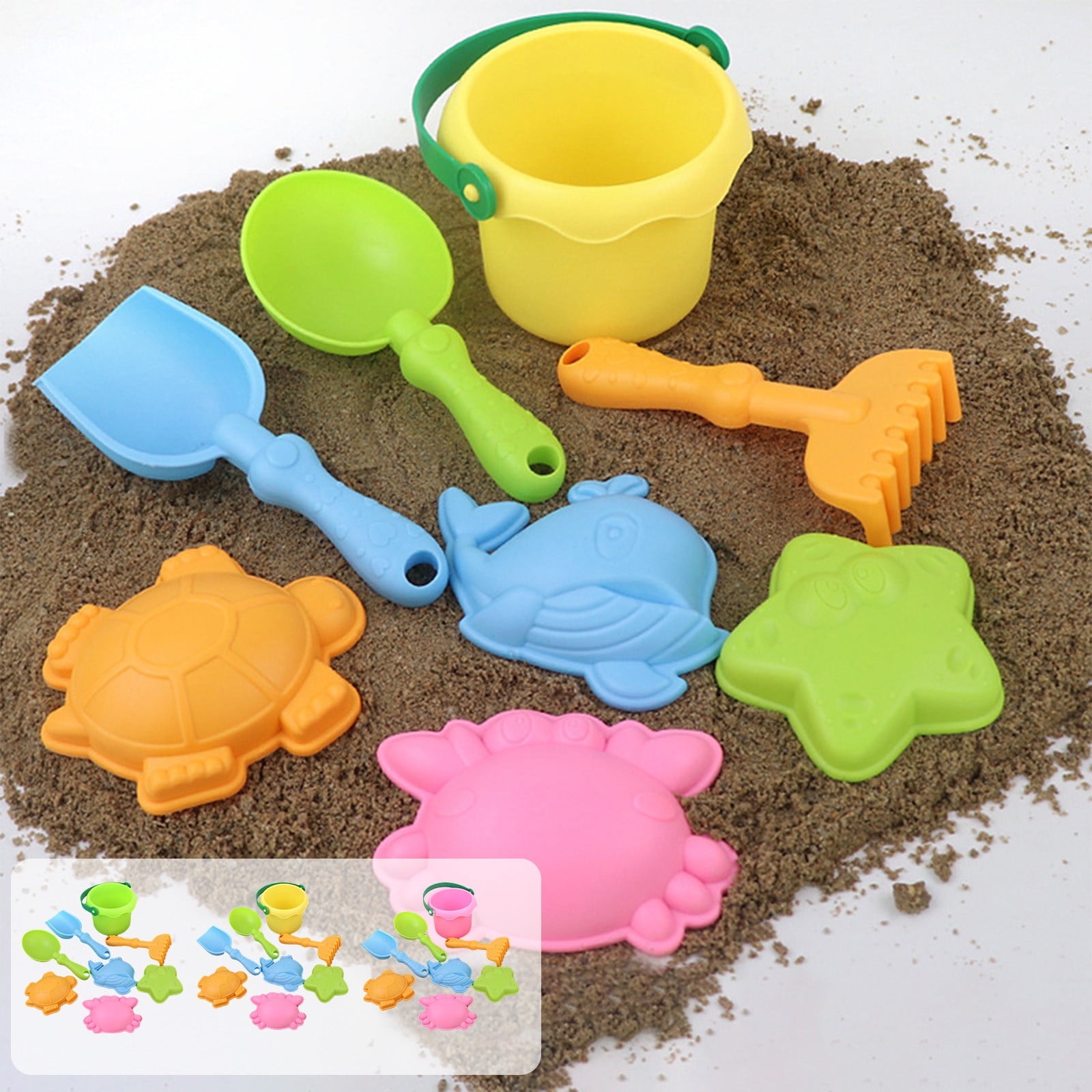 Compact Sand Construction Play Set with Animal Shapers and Bucket ...