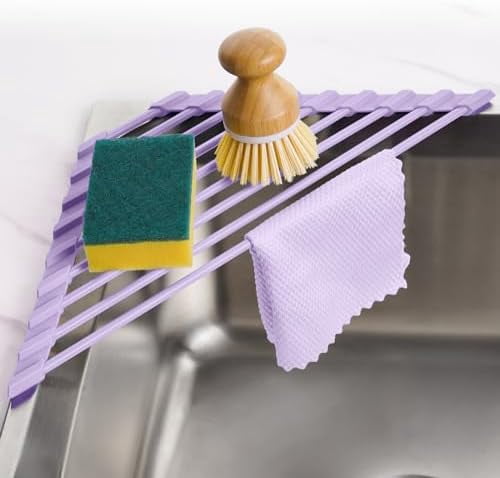 Compact Silicone-Coated Triangle Dish Drying Rack for Sink Corner ...