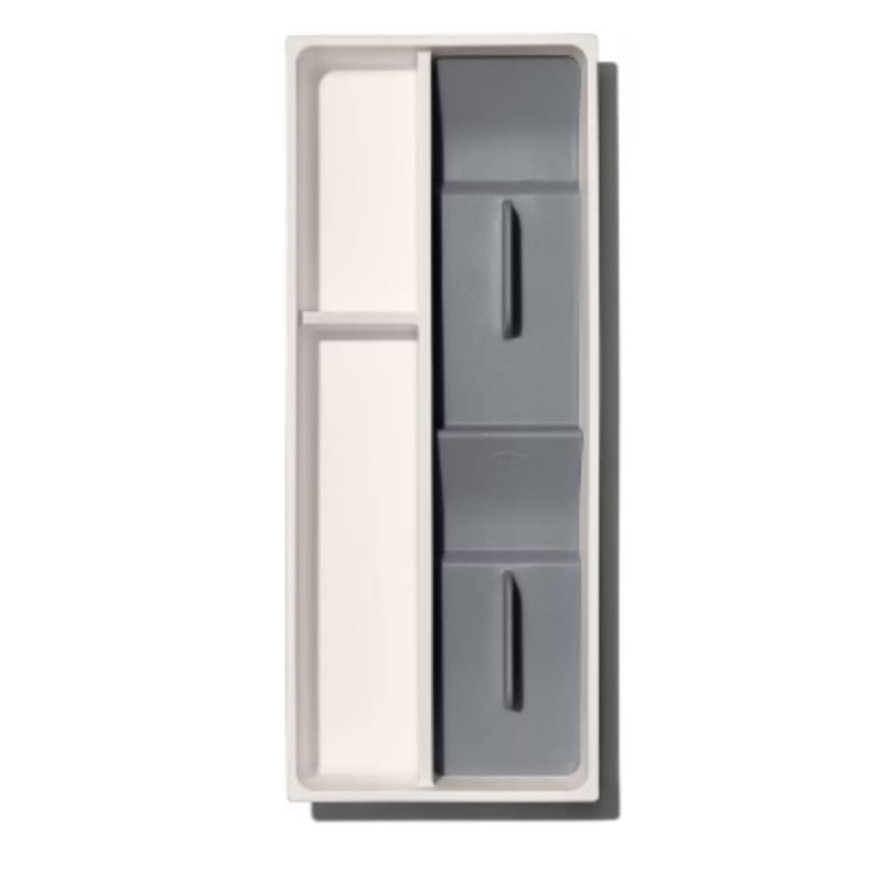 Compact Silverware Organizer: White Gray Utensil Storage, TPE ...