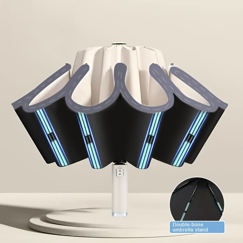Compact Size, Sapphire Blue Automatic Reverse Umbrella - Waterproof, UV ...