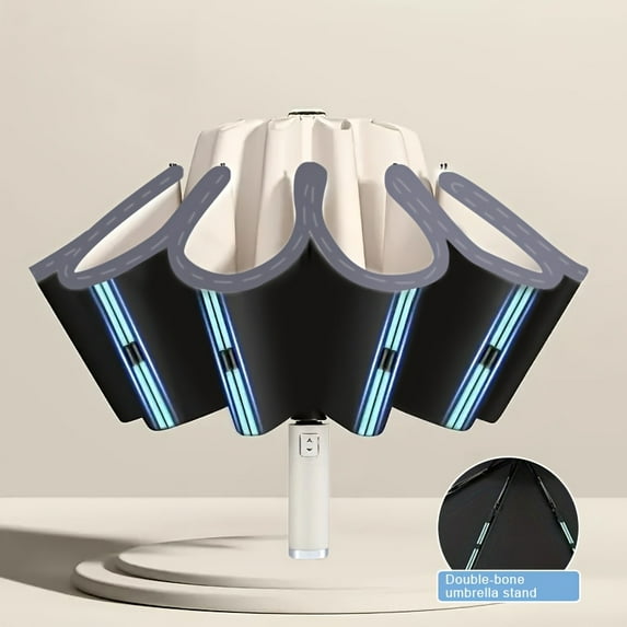 Compact Size, Sapphire Blue Automatic Reverse Umbrella - Waterproof, UV ...