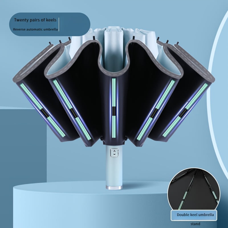 Compact Size, Sapphire Blue Automatic Reverse Umbrella - Waterproof, UV ...
