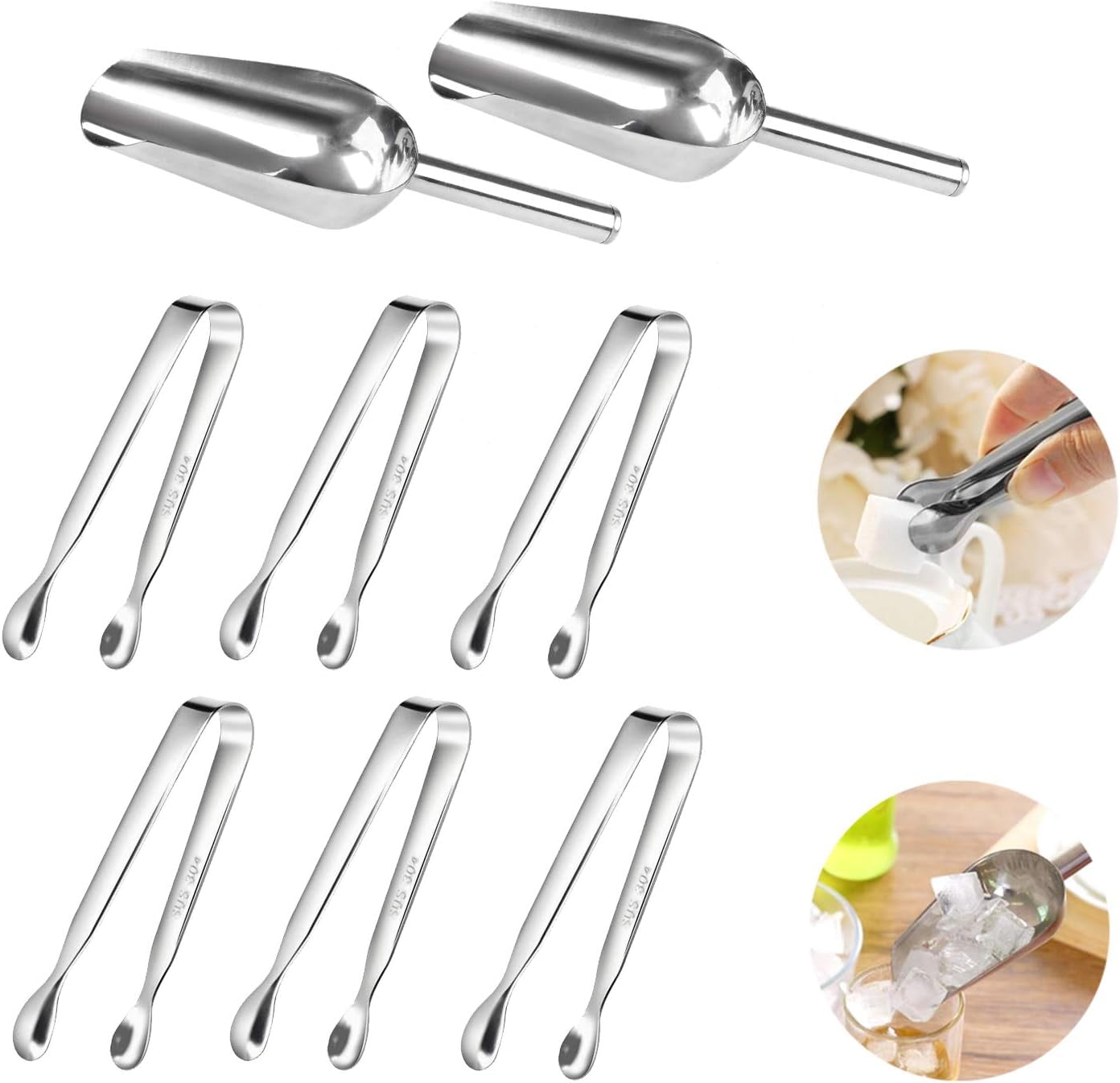 Compact Size Stainless Steel Scoops Ergonomic Handle Rust Resistant ...