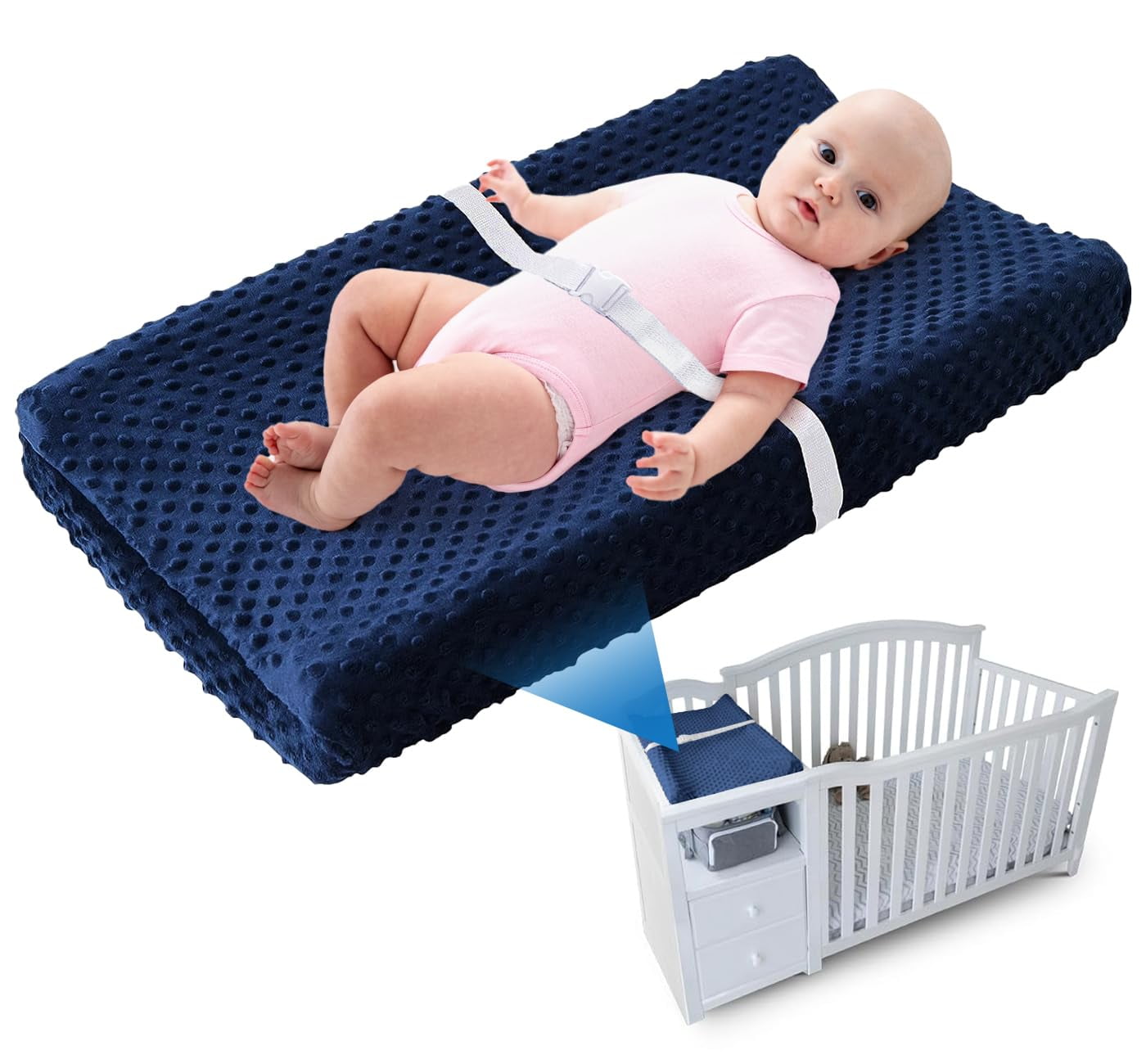 Compact Small Changing Pad with Cover - 27" X 16" Contoured Baby Diaper ...