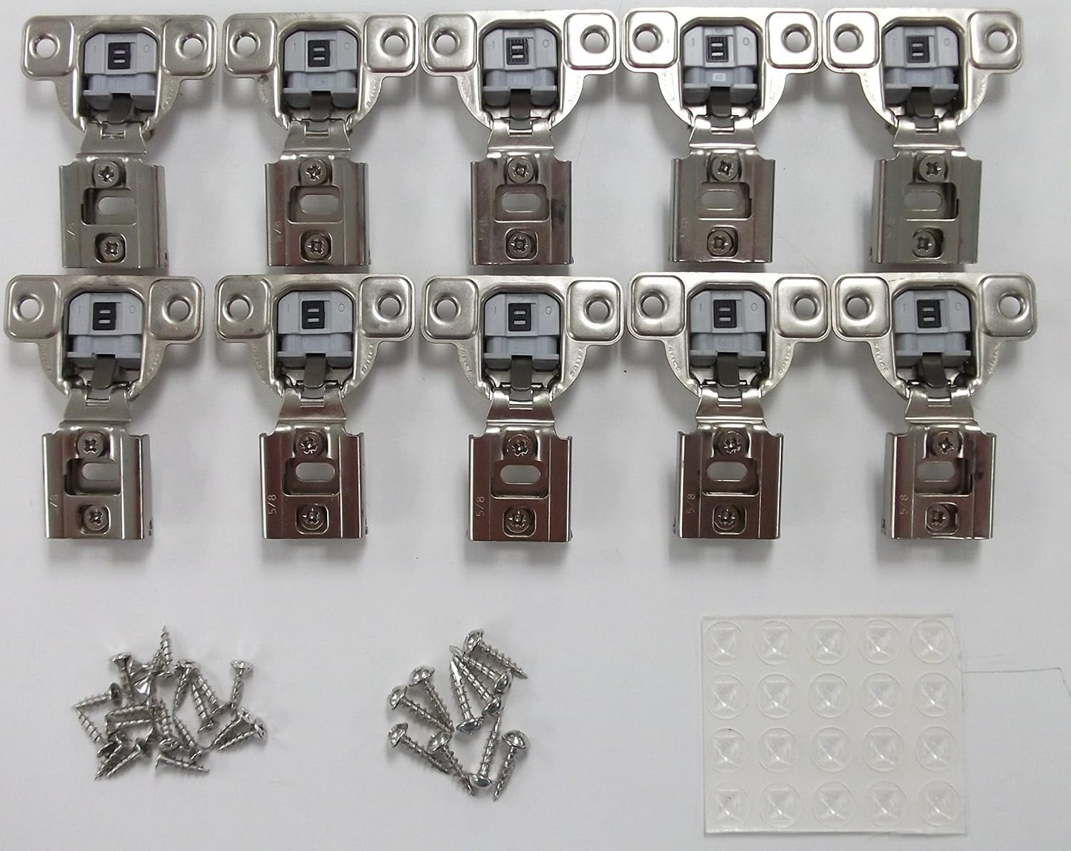 Compact Soft Close Hinge 5/8" Overlay Pack of 10 Hinges with Screws and ...