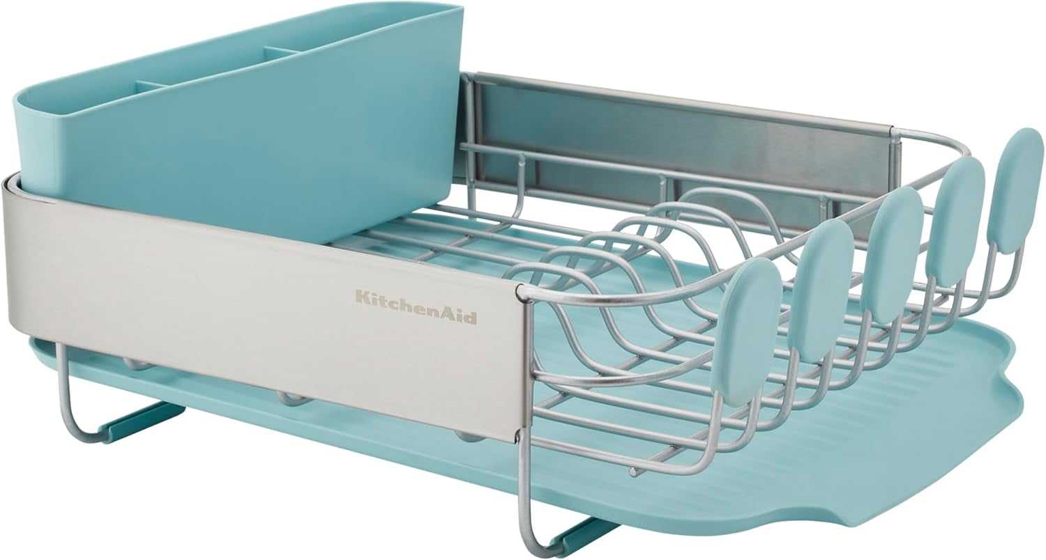 Compact Space Saving Rust Resistant Dish Rack with Removable Flatware ...