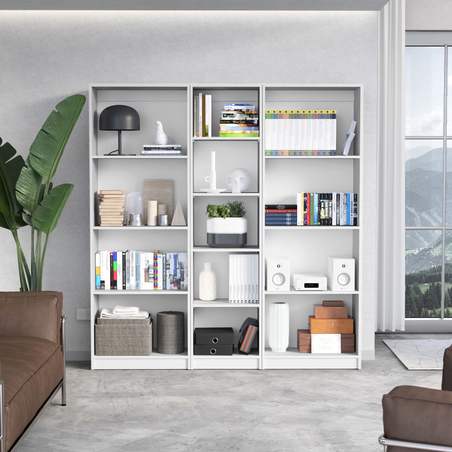 Compact & Spacious Design / Living Room Display / Modern Bookcase Set ...