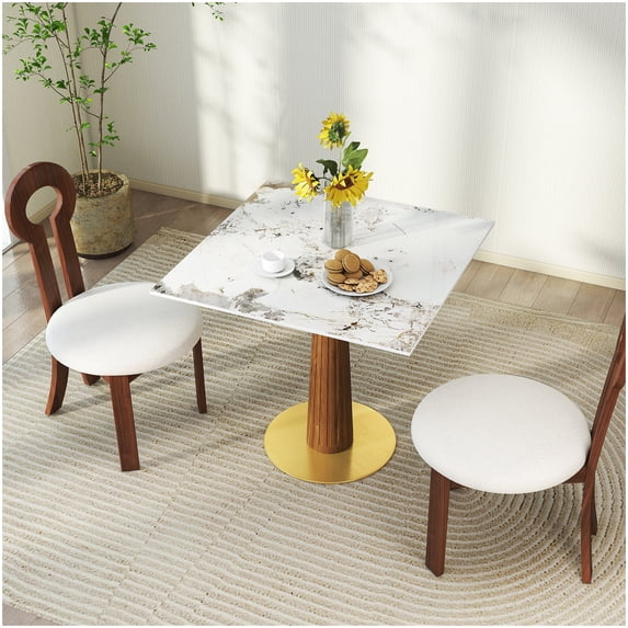 Compact Square Table for Small Spaces, 2-Person Dining Table with ...