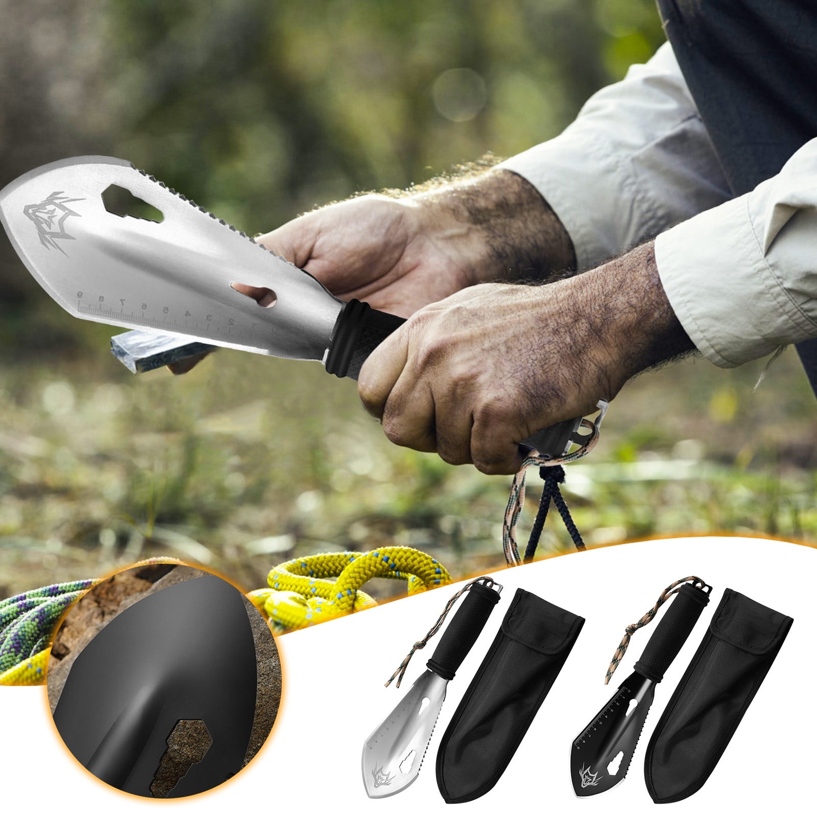 Compact Stainless Steel Garden Shovel Multi-tool for Planting Camping ...