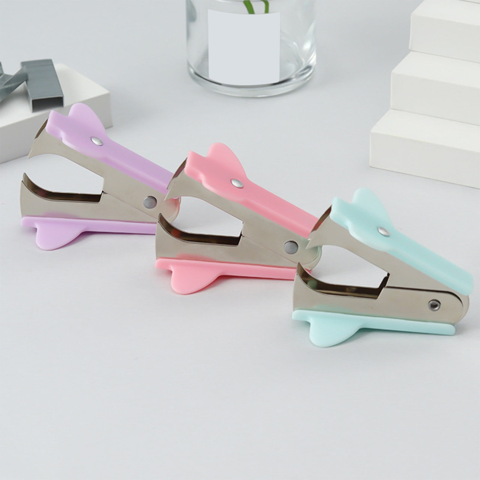 Compact Staple Remover, Macaron Green, Plastic & Metal, Portable Office ...