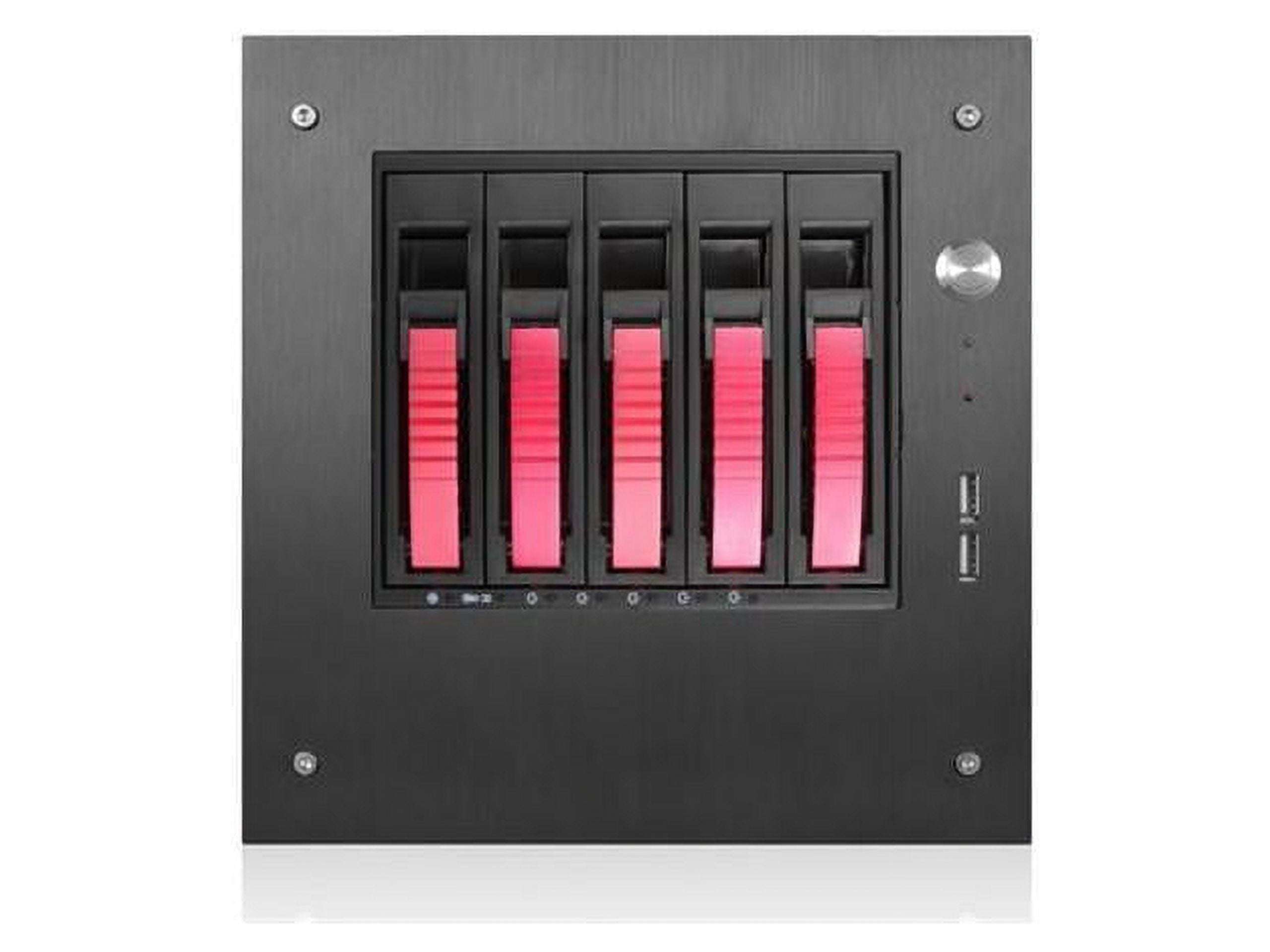 Compact Stylish 5 x 3.5" Hotswap mini-ITX Tower - Red HDD Handle ...