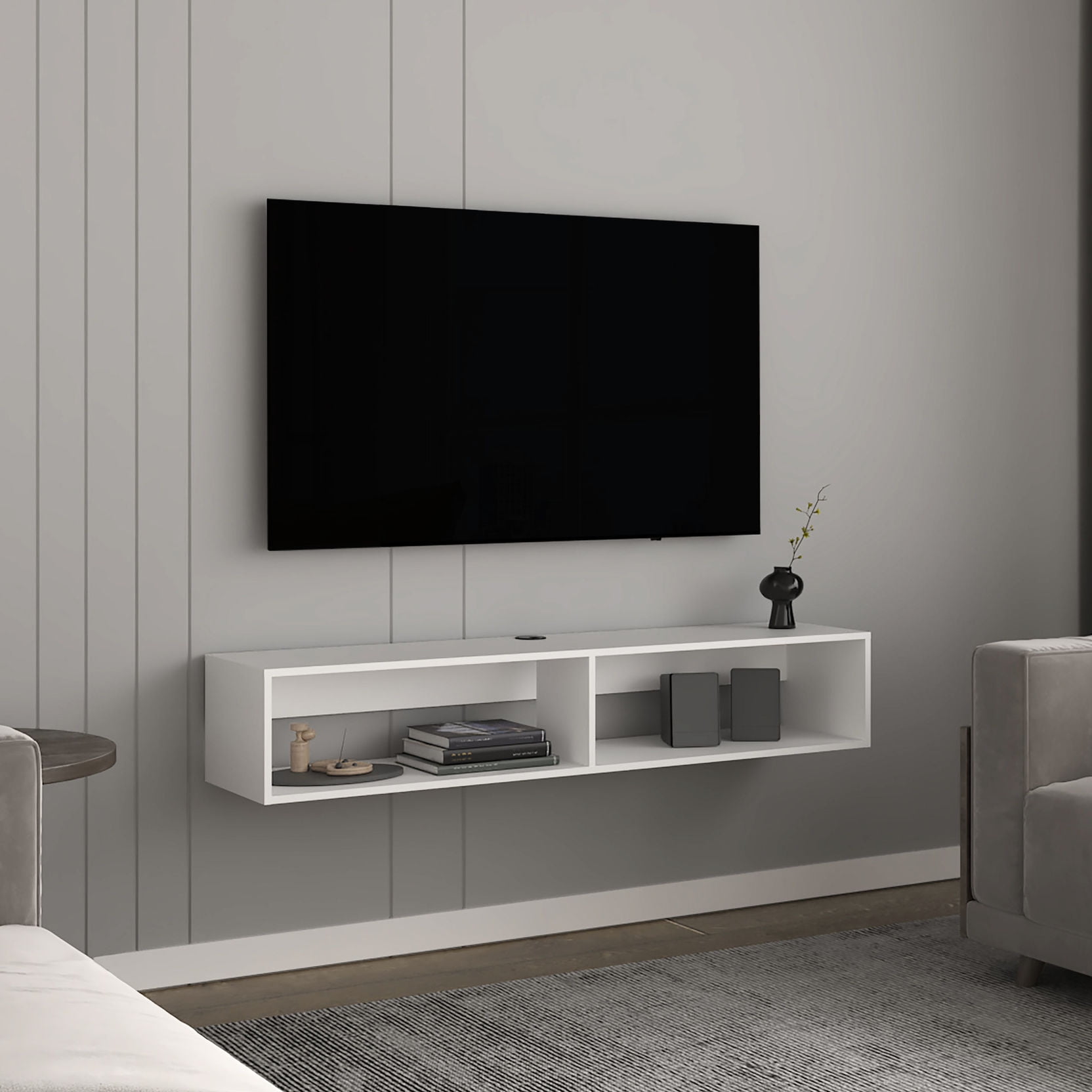 Compact TV Stand with Two Shelves / Compliant with Safety and ...