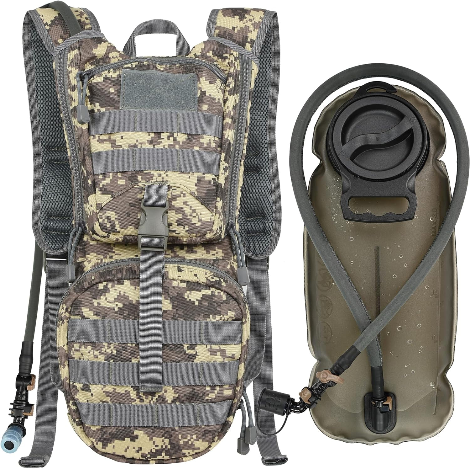 Compact Tactical Molle Hydration Pack with 3L TPU Water Bladder ...