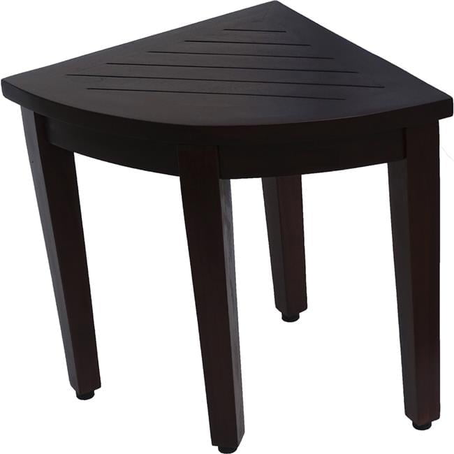 Compact Teak Corner Shower or Outdoor Bench with Shelf, Dark Brown - 18 ...