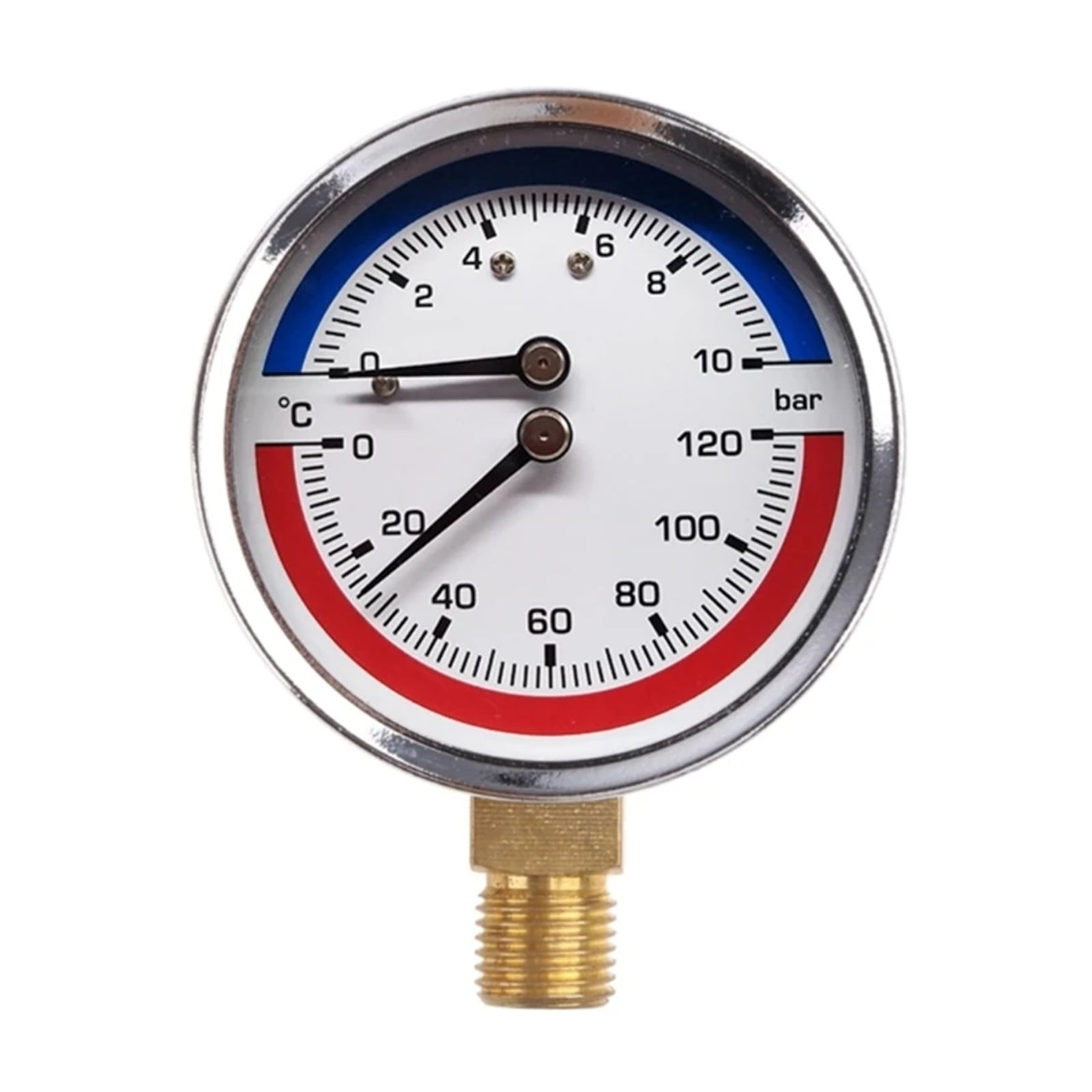 Compact Thermo-manometer Boiler Temperature Pressure Gauge Mearsuring 0-10 Bar 0-120 ℃ Suitable ...