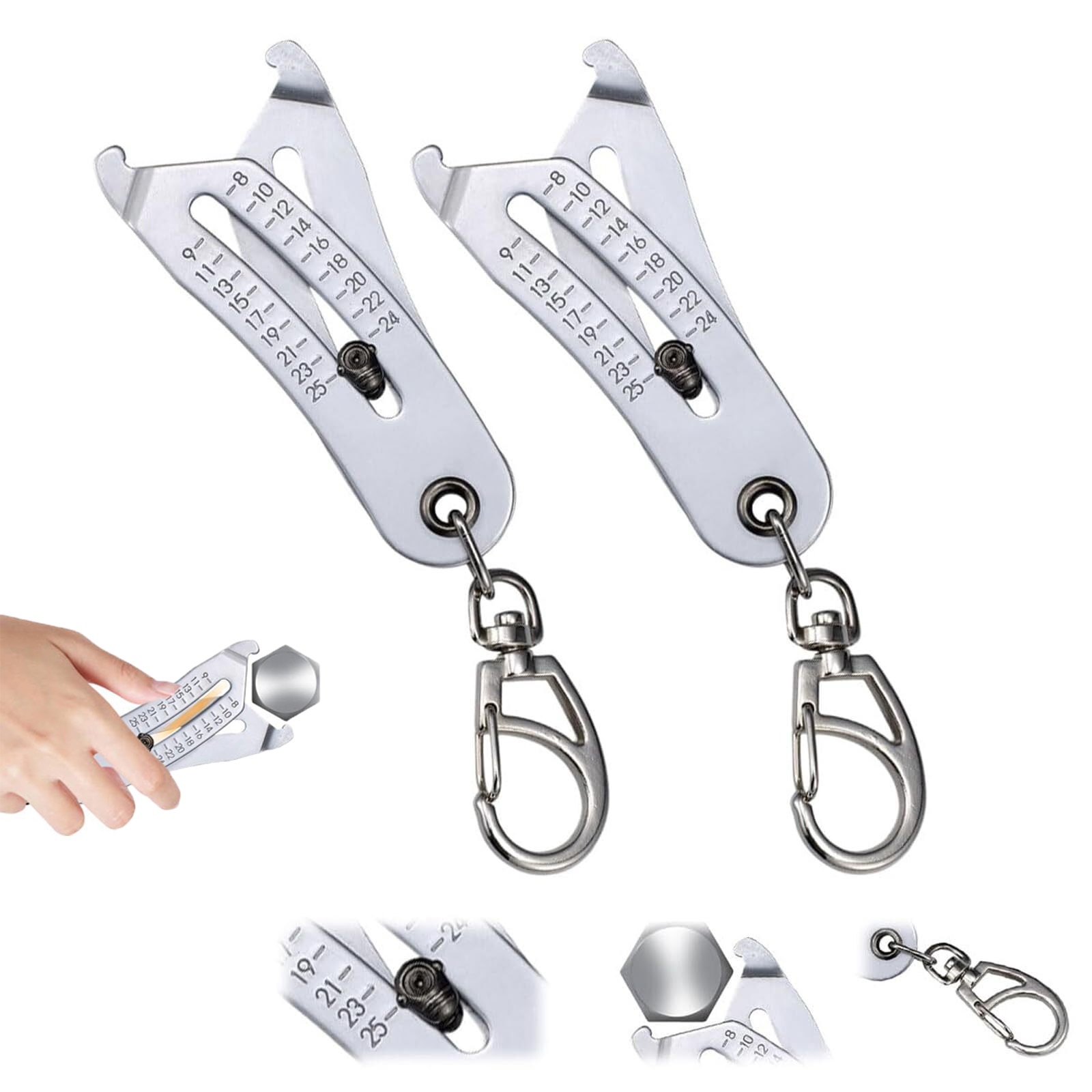 Compact Thread Identifier Keychain Metric Bolt & Nut Measuring Tool for ...