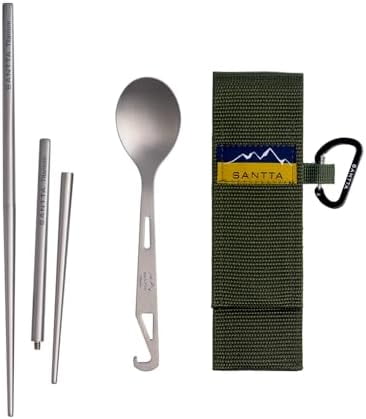 Compact Titanium Collapsible Chopsticks and Spoon Utensil Set with ...
