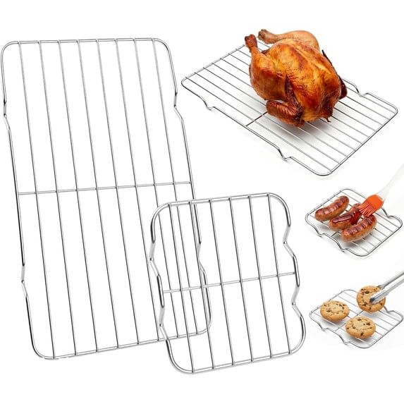 Compact Toaster Oven Rack 2-Pack, Small Roasting Rack 10x6.2" & 5x4.4 ...
