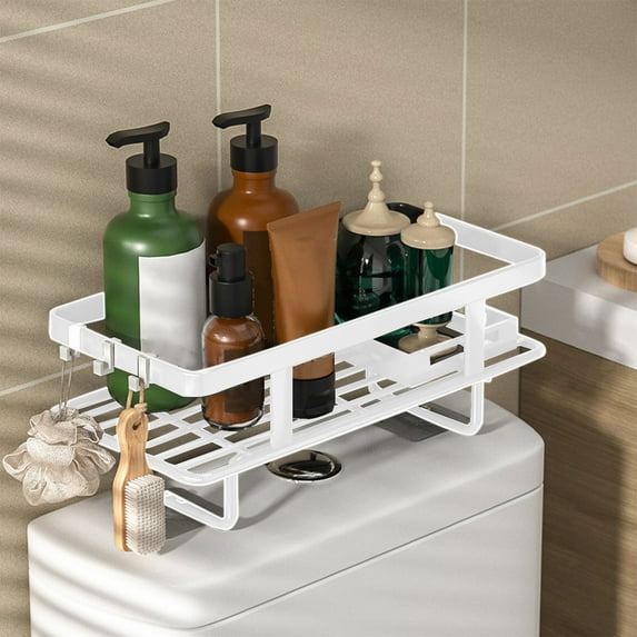 Compact Toilet Tank Rack Organizer, No Punch Bathroom Storage Shelf ...