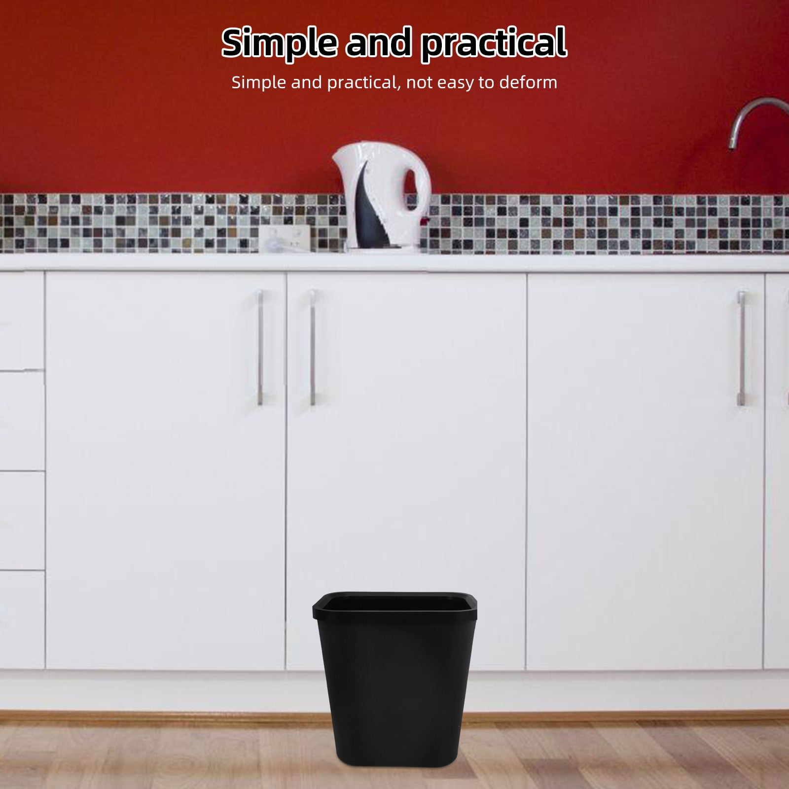 Compact Trash Bin For Bathroom Reusable Plastic Garbage Can Kitchen ...