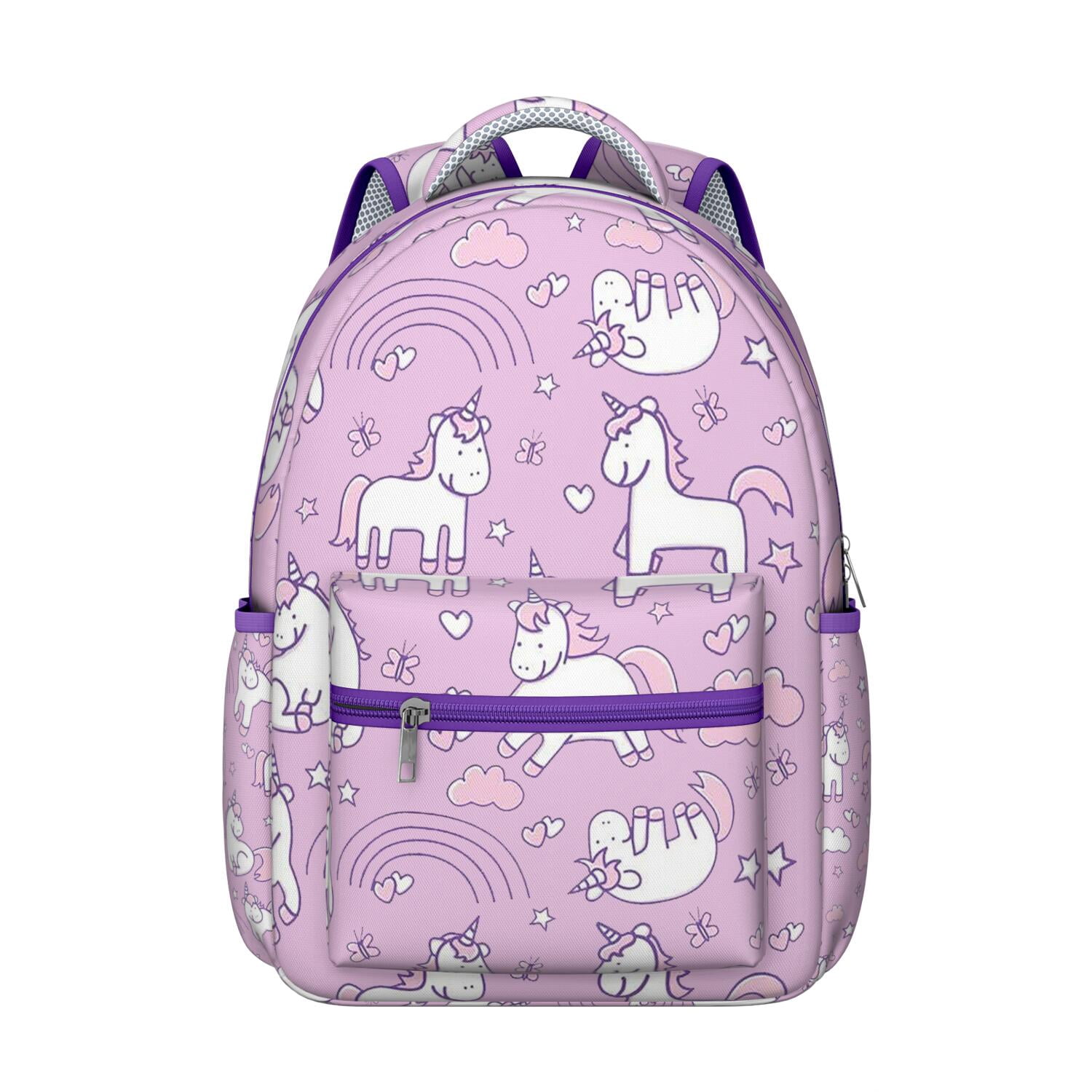 Compact Travel Backpack with Cartoon Unicorn Rainbow Print for Daily ...