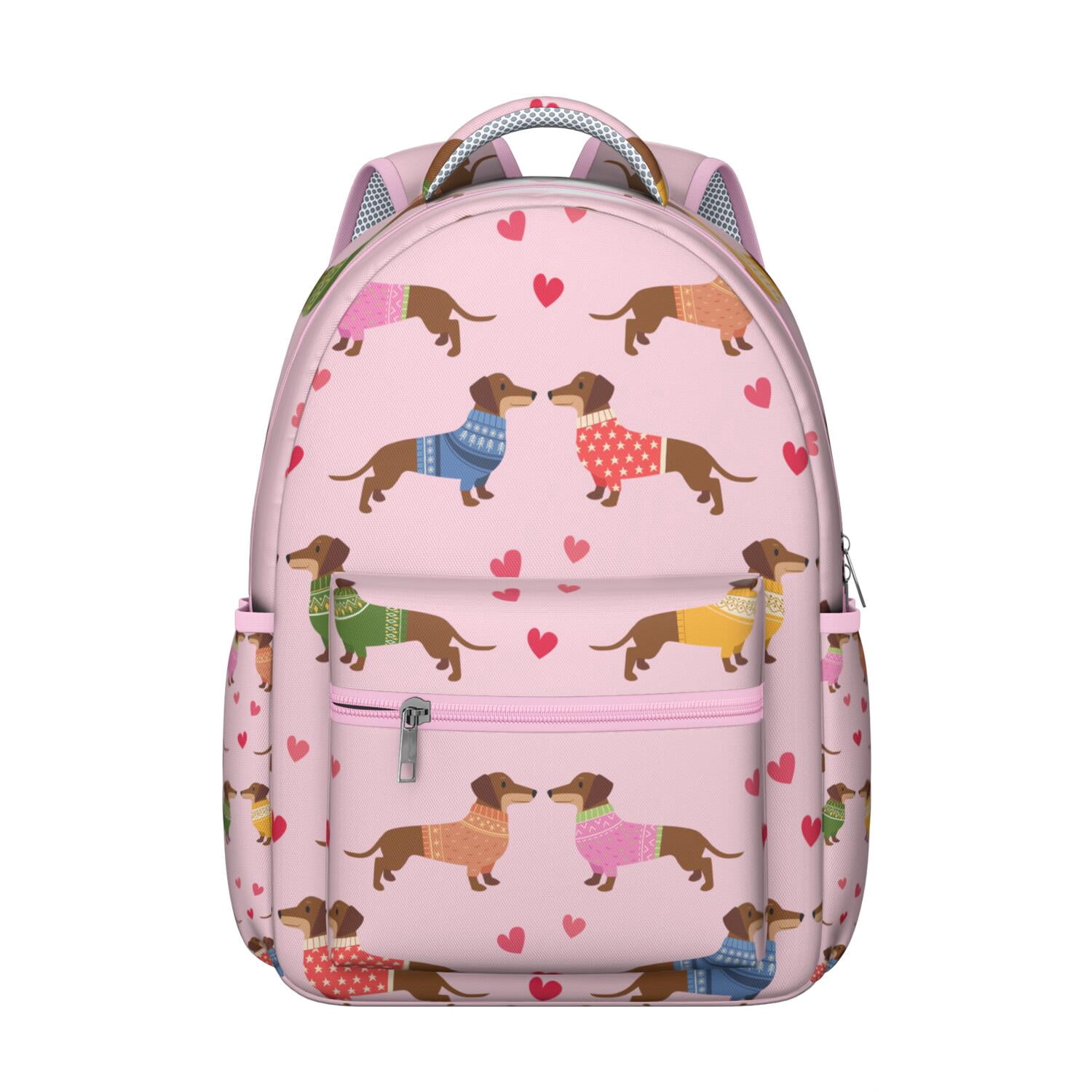 Compact Travel Backpack with Cheerful Dog Bone and Paw Prints ...