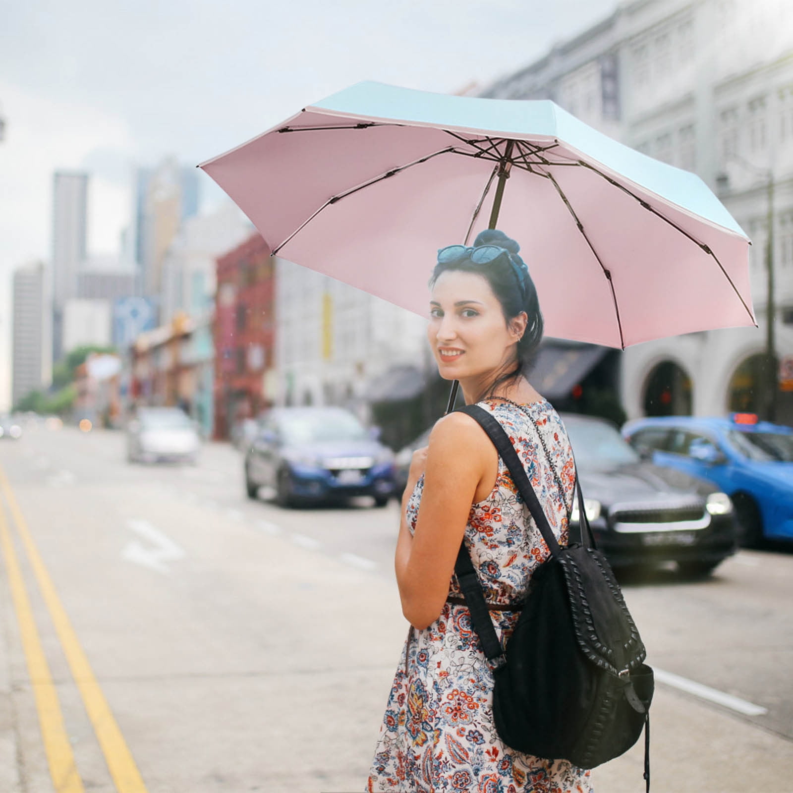 Compact Travel Sunshade Umbrella, Wind Resistant Frame with High ...