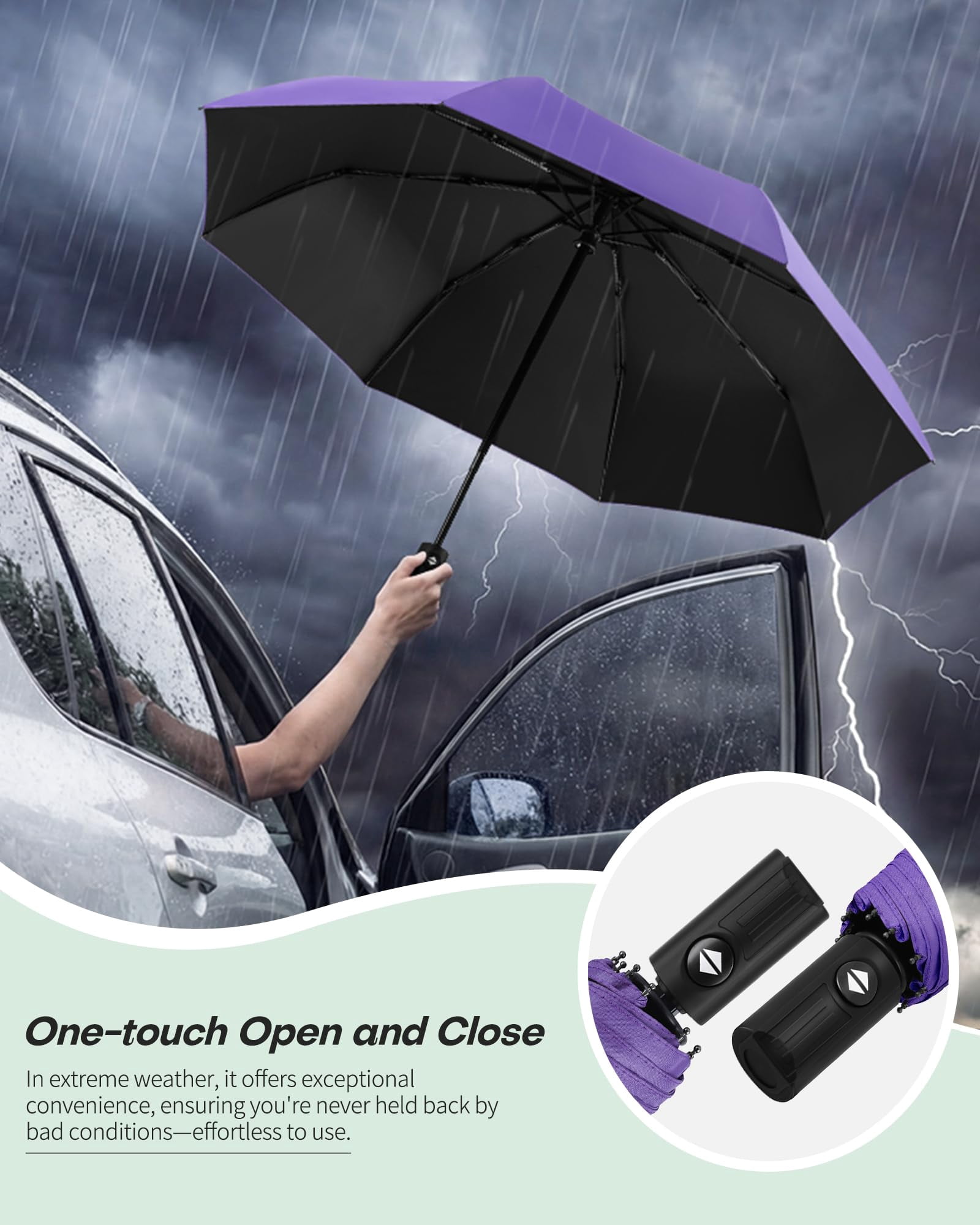Compact Travel Umbrella Windproof Automatic Rain Sun Protection ...