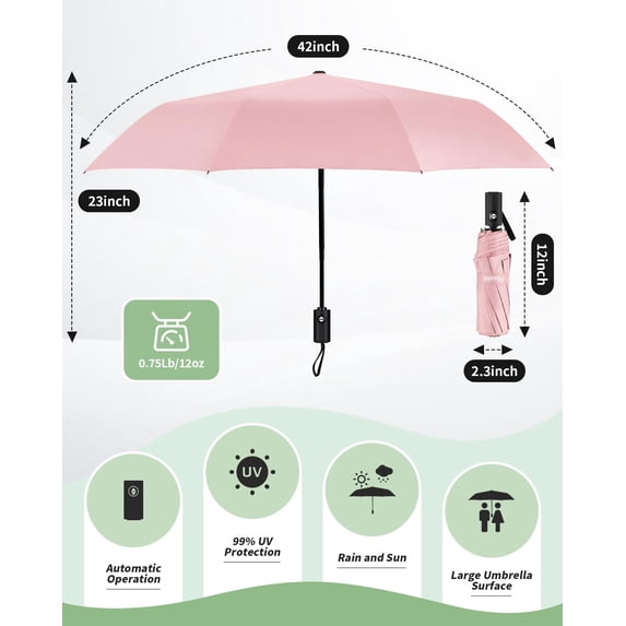 Compact Travel Umbrella Windproof Automatic Rain Sun Protection ...