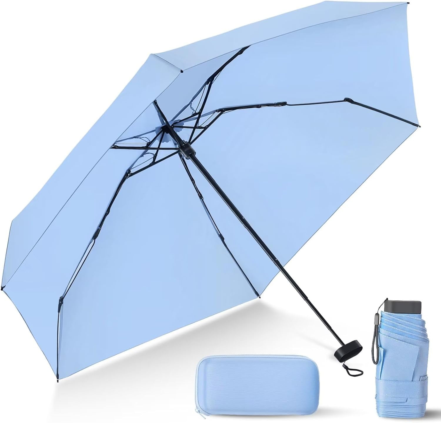 Compact Travel Umbrella With Case - Mini Umbrella for Purse, Small ...
