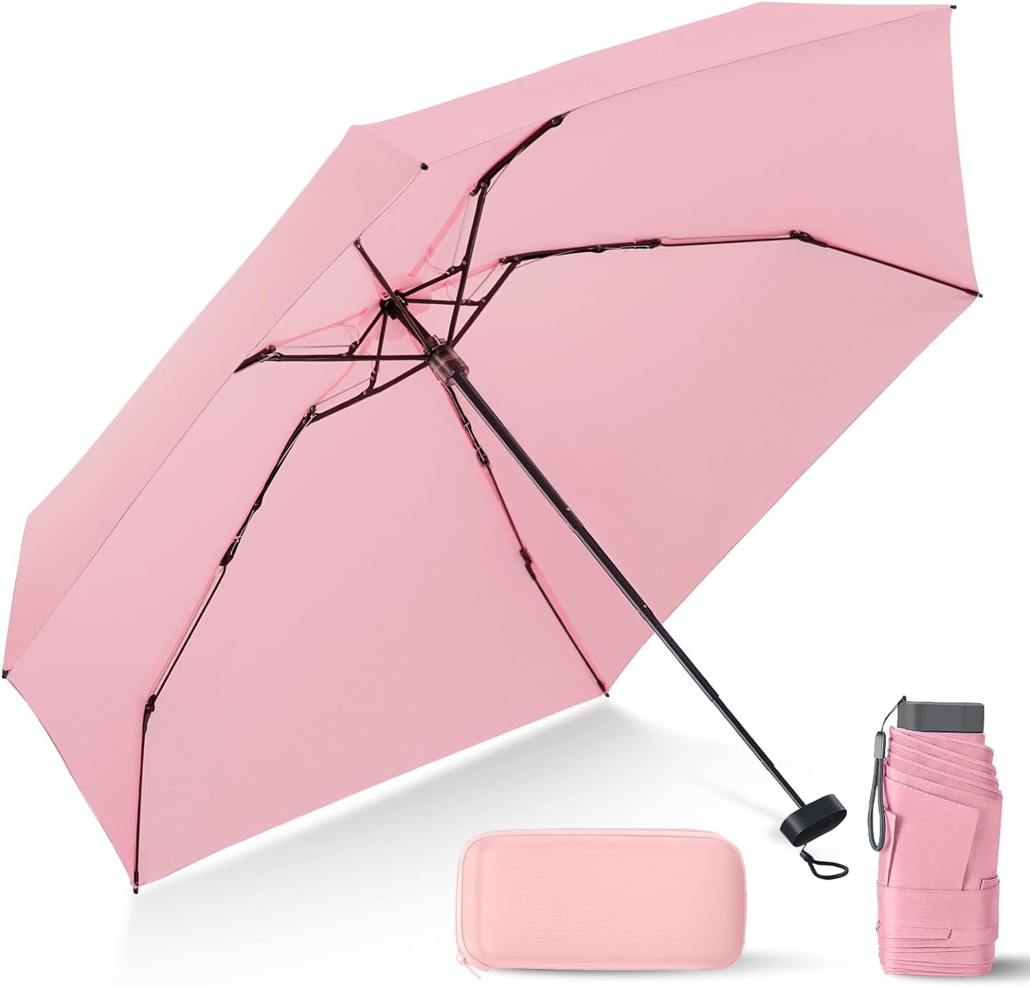 Compact Travel Umbrella With Case - Mini Umbrella for Purse, Small ...