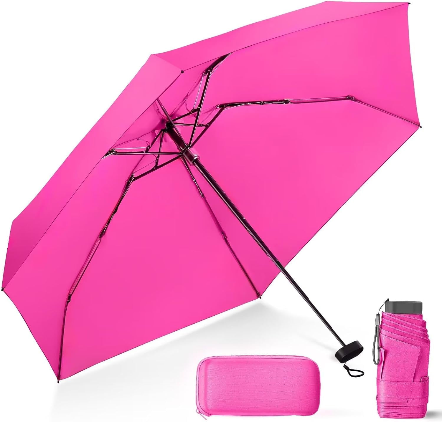 Compact Travel Umbrella With Case - Mini Umbrella for Purse, Small ...