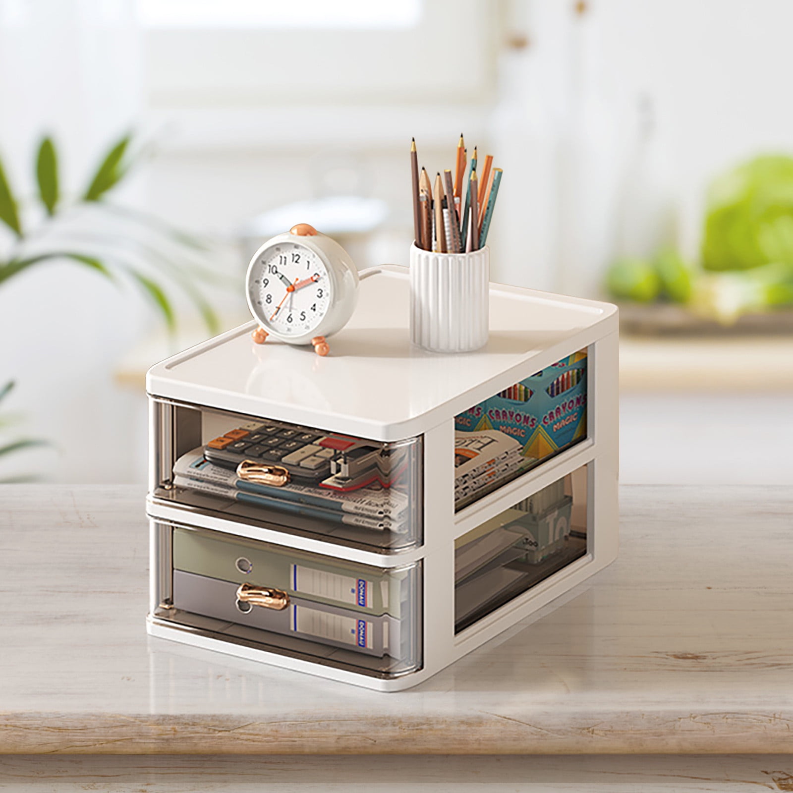Compact Two Tier Desktop Organizer With Storage Drawers For Supplies ...