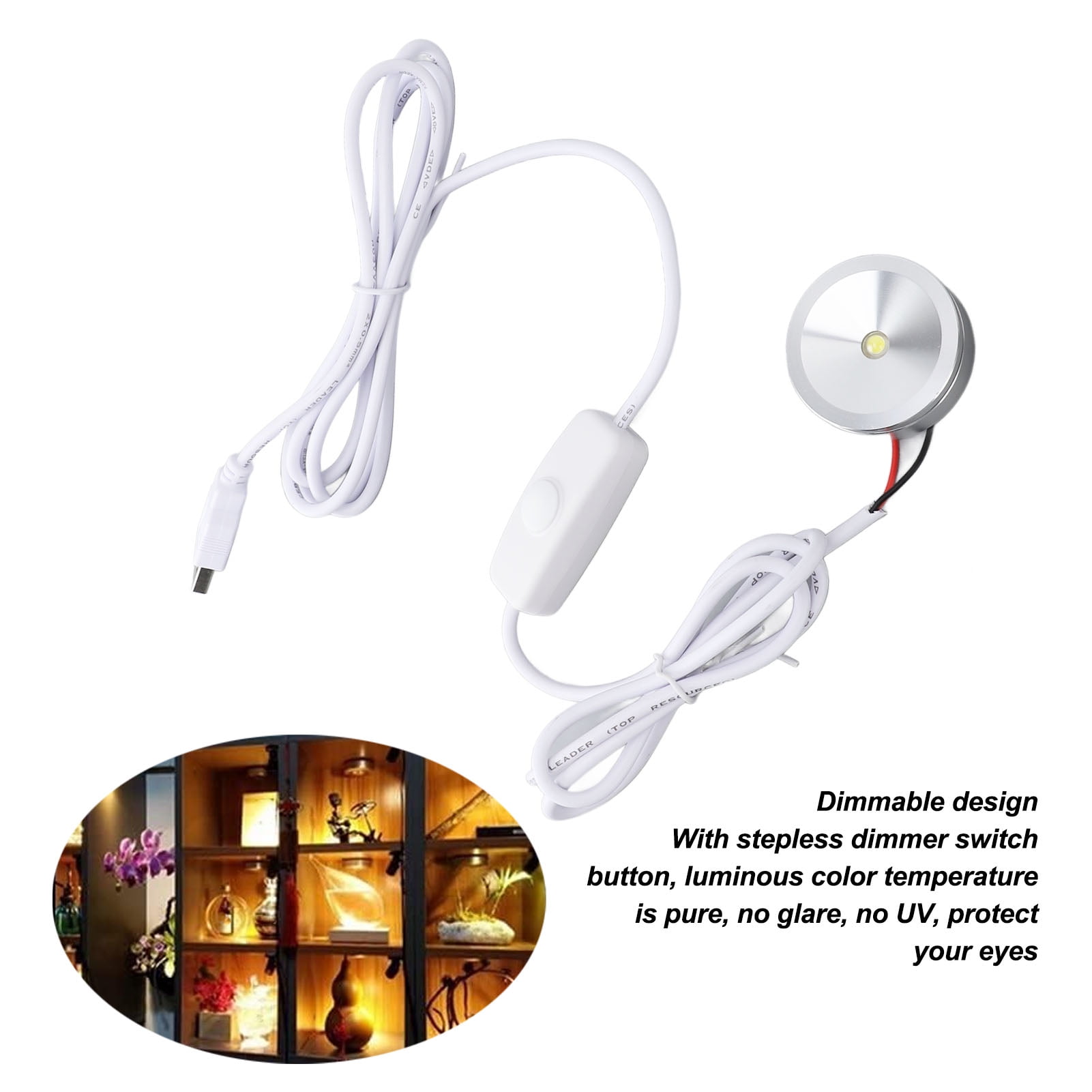 Compact USB Spotlight Set , Adjustable Brightness, Easy Install With Adhesive Screws - Walmart.com