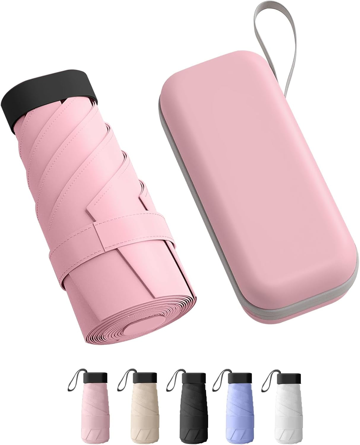 Compact Umbrella with Case, 8 Ribs Lightweight Portable, Small Sun ...